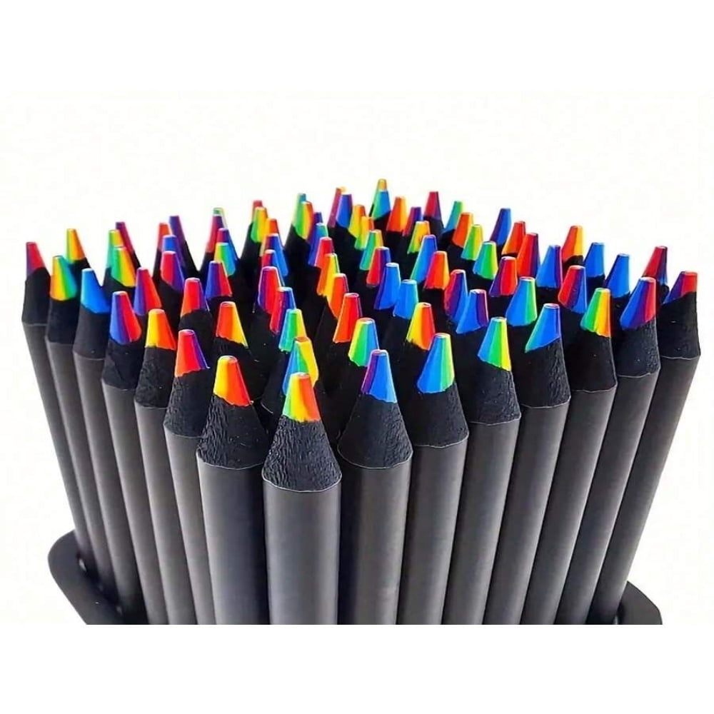 LOVEVER 5pcs/12pcs Rainbow Water-Soluble Wooden Pencils Black Wood ...