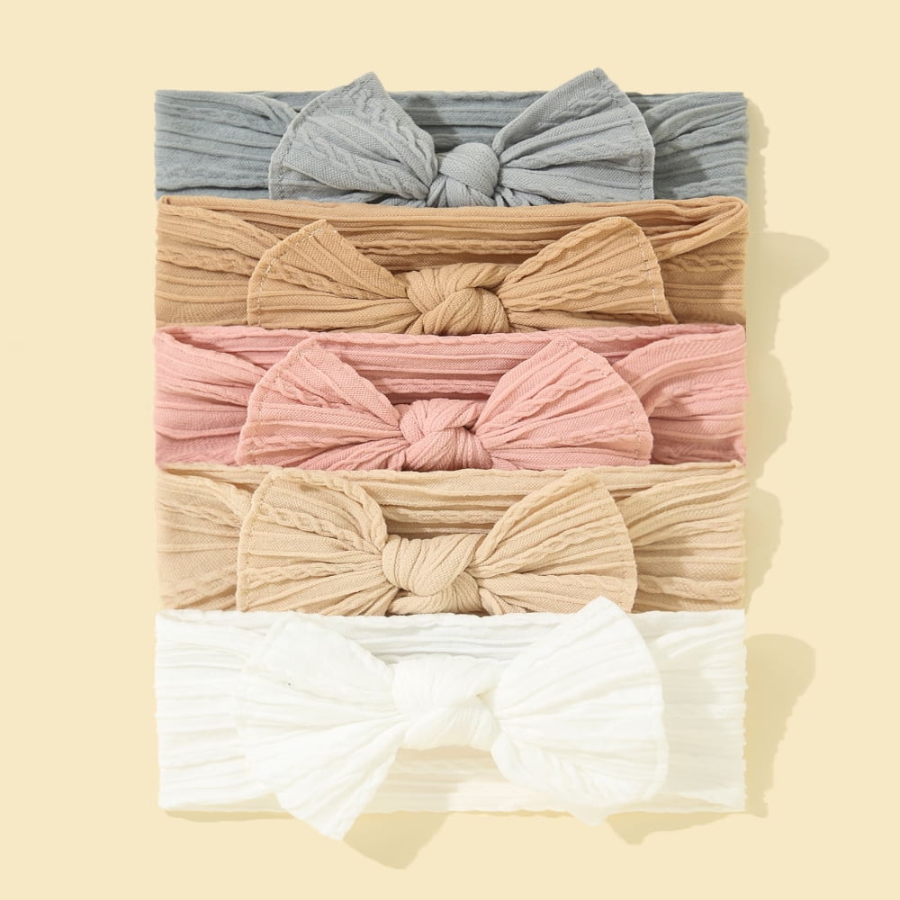 LOVEVER 5pcs Baby Jacquard Soft Stretchy Hair Bands With Bow Decoration ...