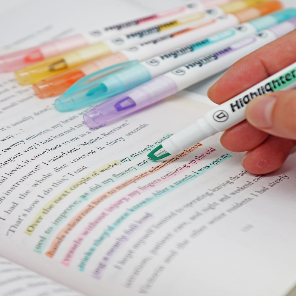 LOVEVER 6pcs Macaron Colors Clear View Tip Highlighter Dual Tips ...