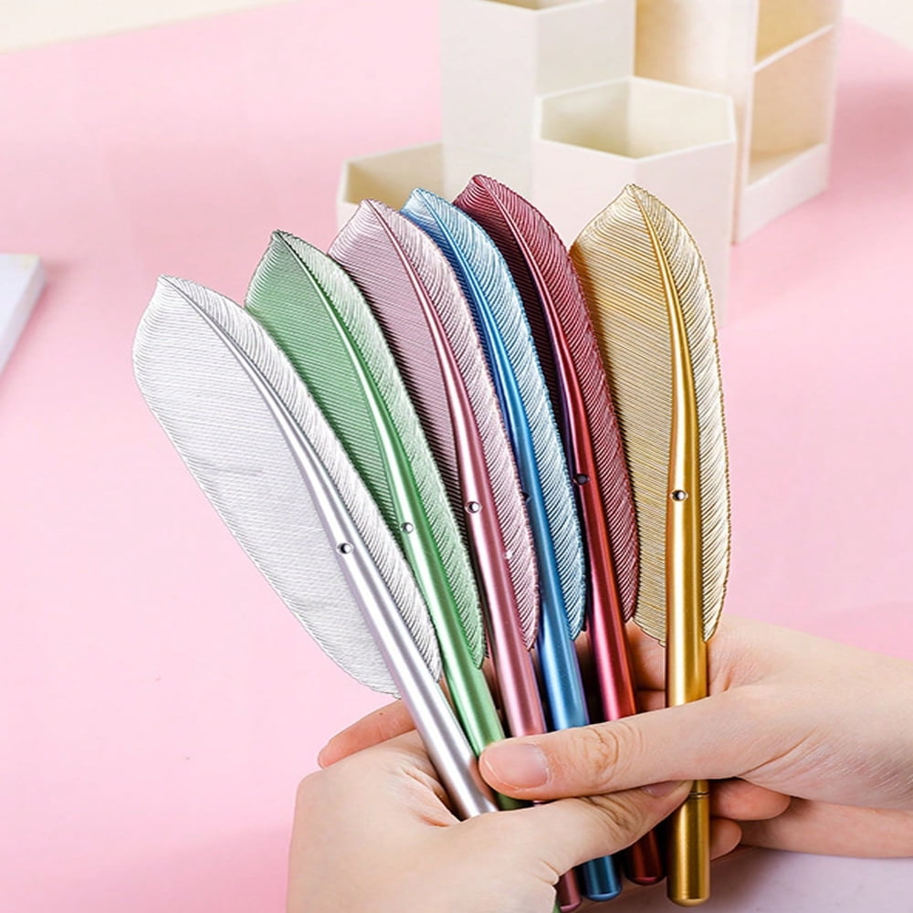 LOVEVER 6pcs Mixed Color Vintage Feather Pen Neutral Pen Black Office ...