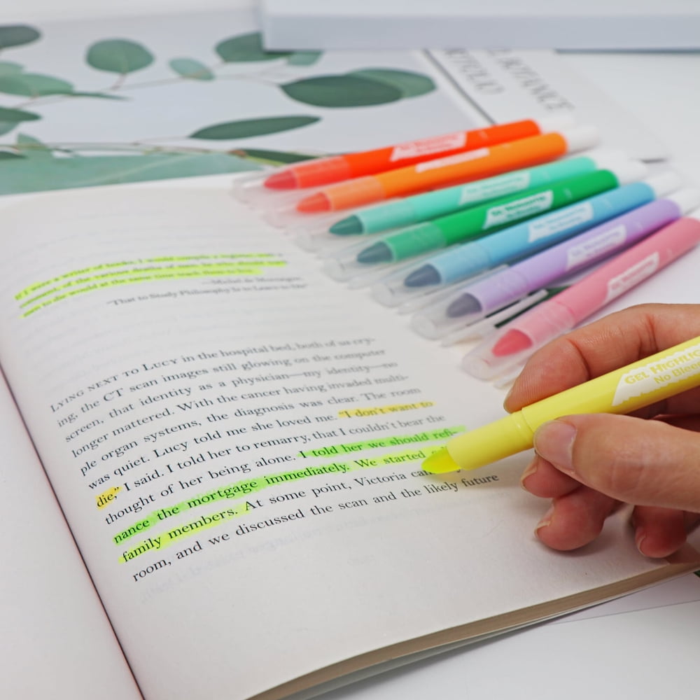 LOVEVER 8pcs Assorted Color Gel Highlighter Pens No Bleed Through No ...