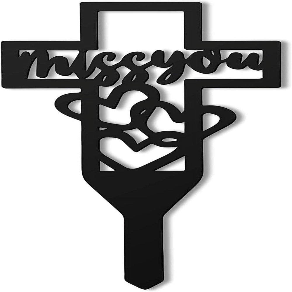 LOVEVER Cemetery Cross Stake Iron Memorial Stake Cross Yard Stake Sign ...