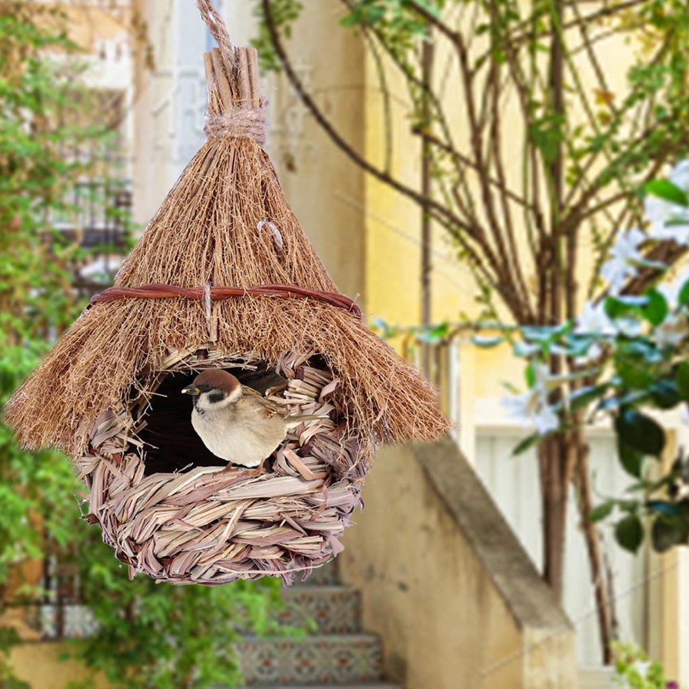 LOVEVER Humming Bird Houses for Outdoor Hanging Grass Birds Hut Hand ...