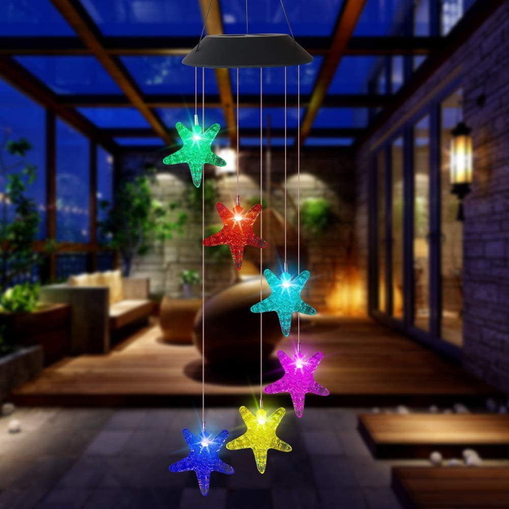 LOVEVER Solar Wind Chime Light Solar Powered Color Changing LED Hanging ...