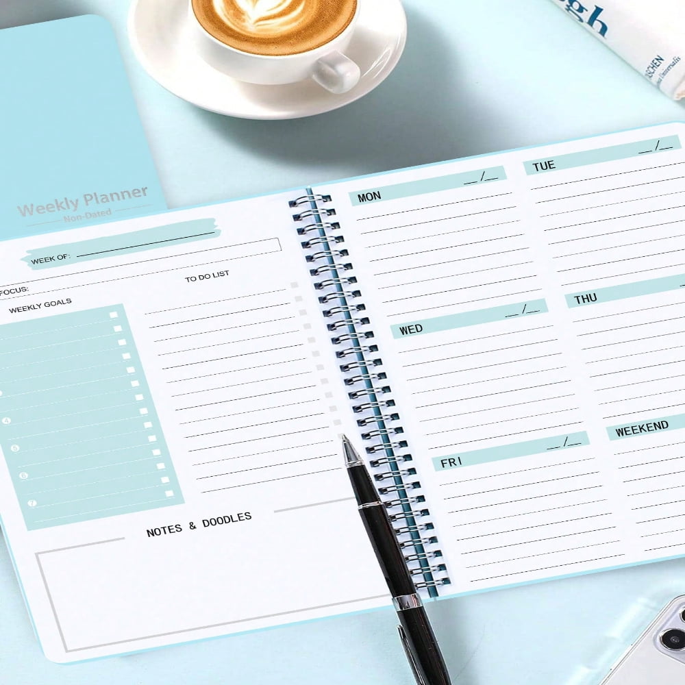 LOVEVER Weekly Planner Notebook Undated Daily Schedule Agenda Sprial ...