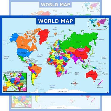 24x36 World Classic Elite Wall Map Mural Poster - Folded - Walmart.com