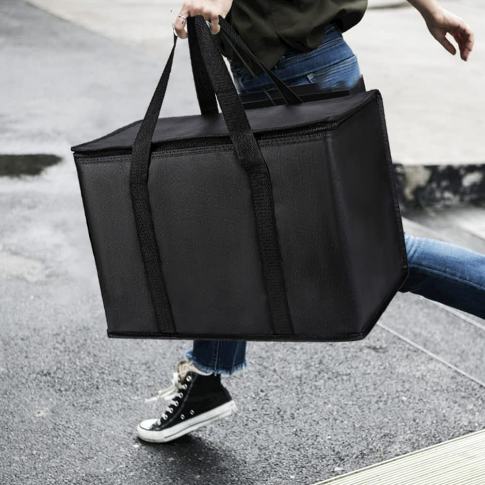 LOVEVER XL-Large Insulated Grocery shopping bags Black reusable bag ...