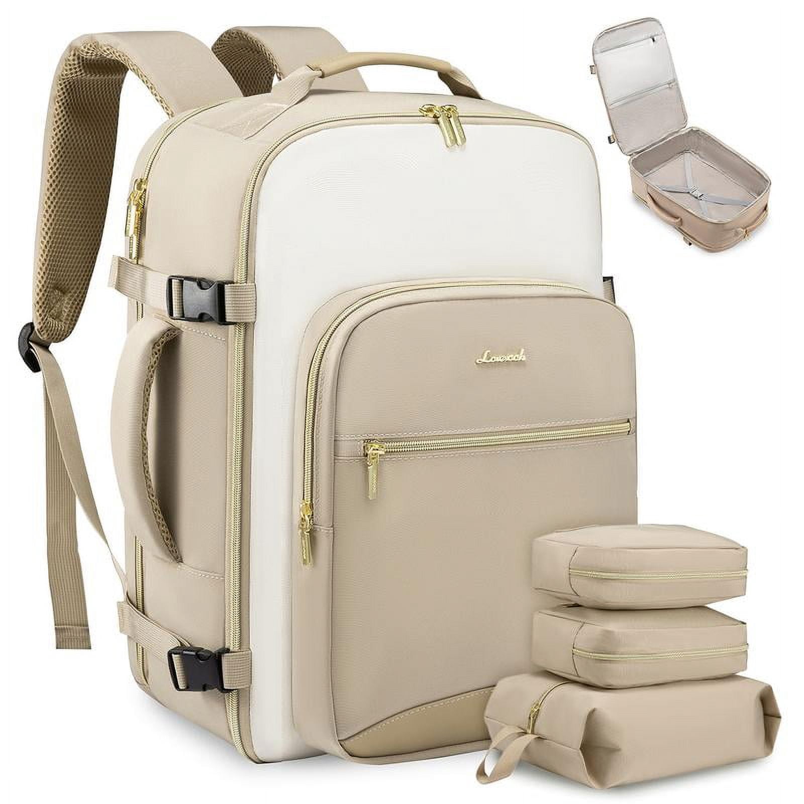 LOVEVOOK Fall Colorblock Carry-On Travel Backpack with 3 Packing Cubes ...