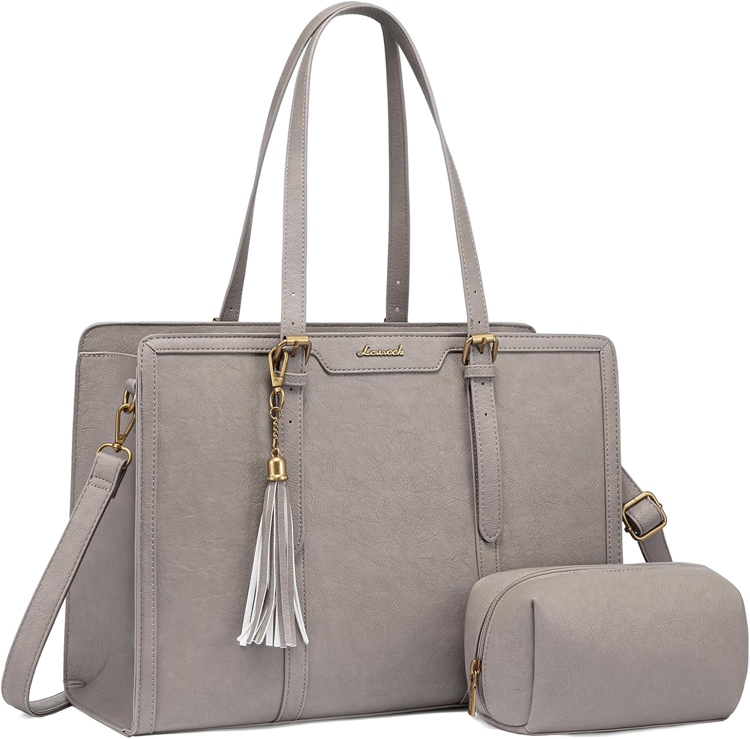 LOVEVOOK Laptop Bag for Women Vintage Leather Laptop Tote 15.6 inch ...