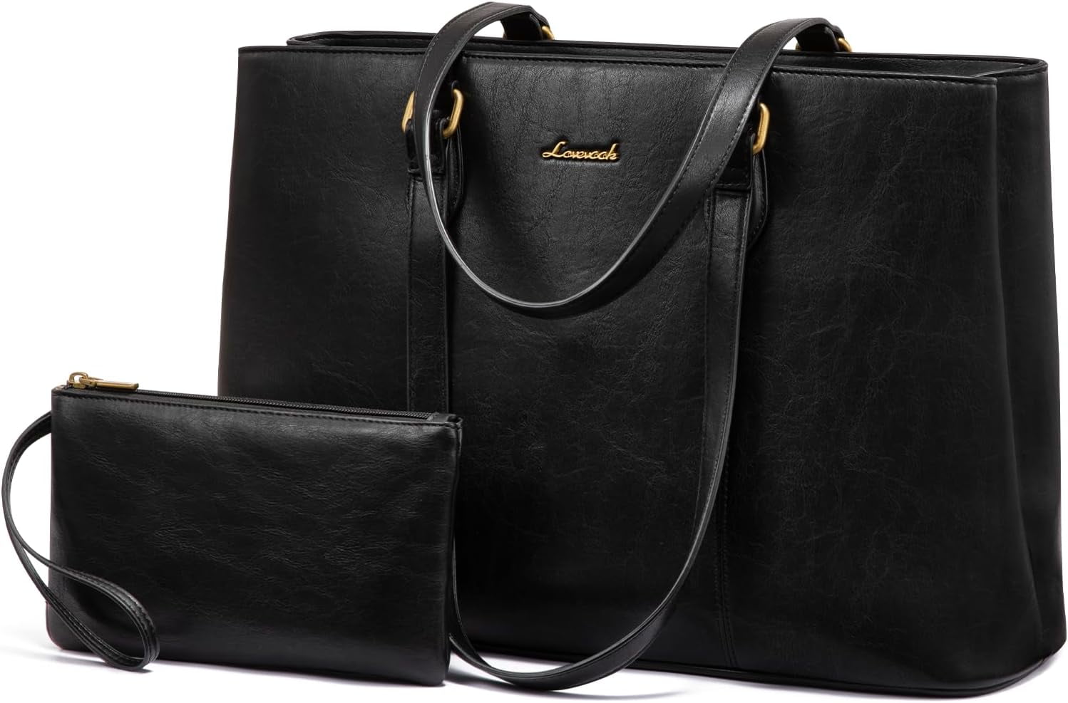 LOVEVOOK Laptop Tote Bag for Women,Work Tote with Wristlet,PU Leather ...