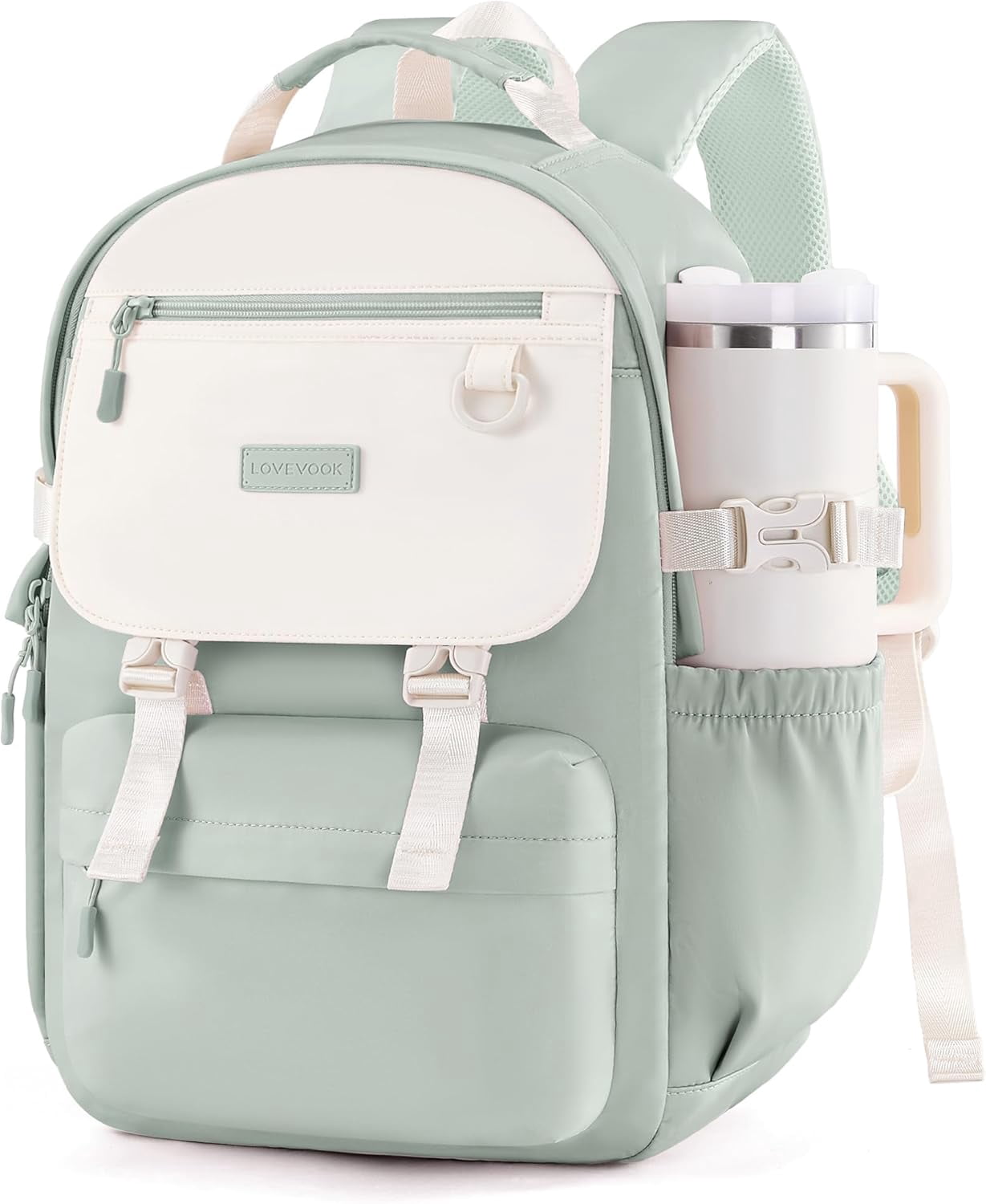 LOVEVOOK School Backpack for Girls with Large Tumbler Holder Pockets ...