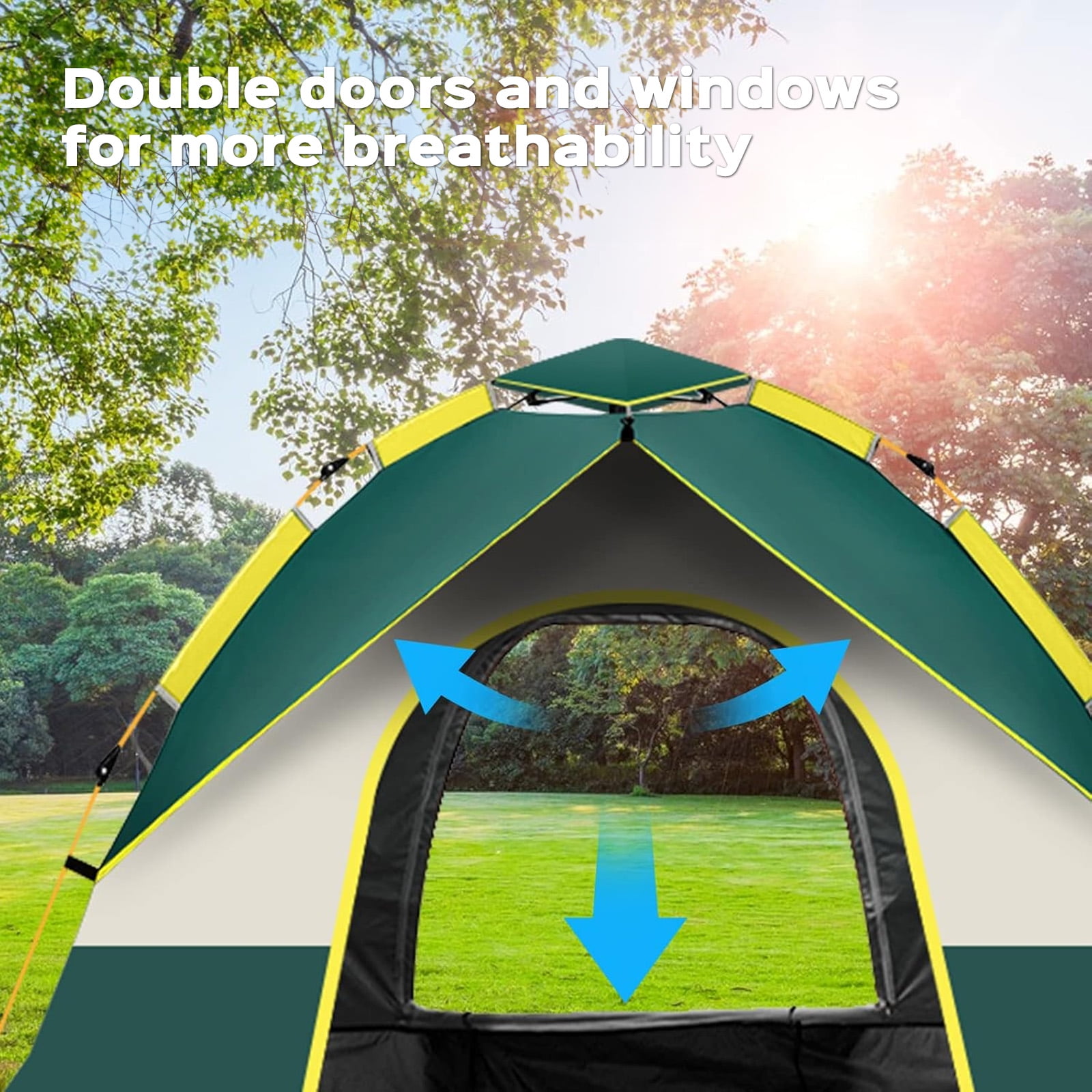 LOVEWE Quick Opening Camping Tent, Waterproof & Windproof, Dual Doors ...