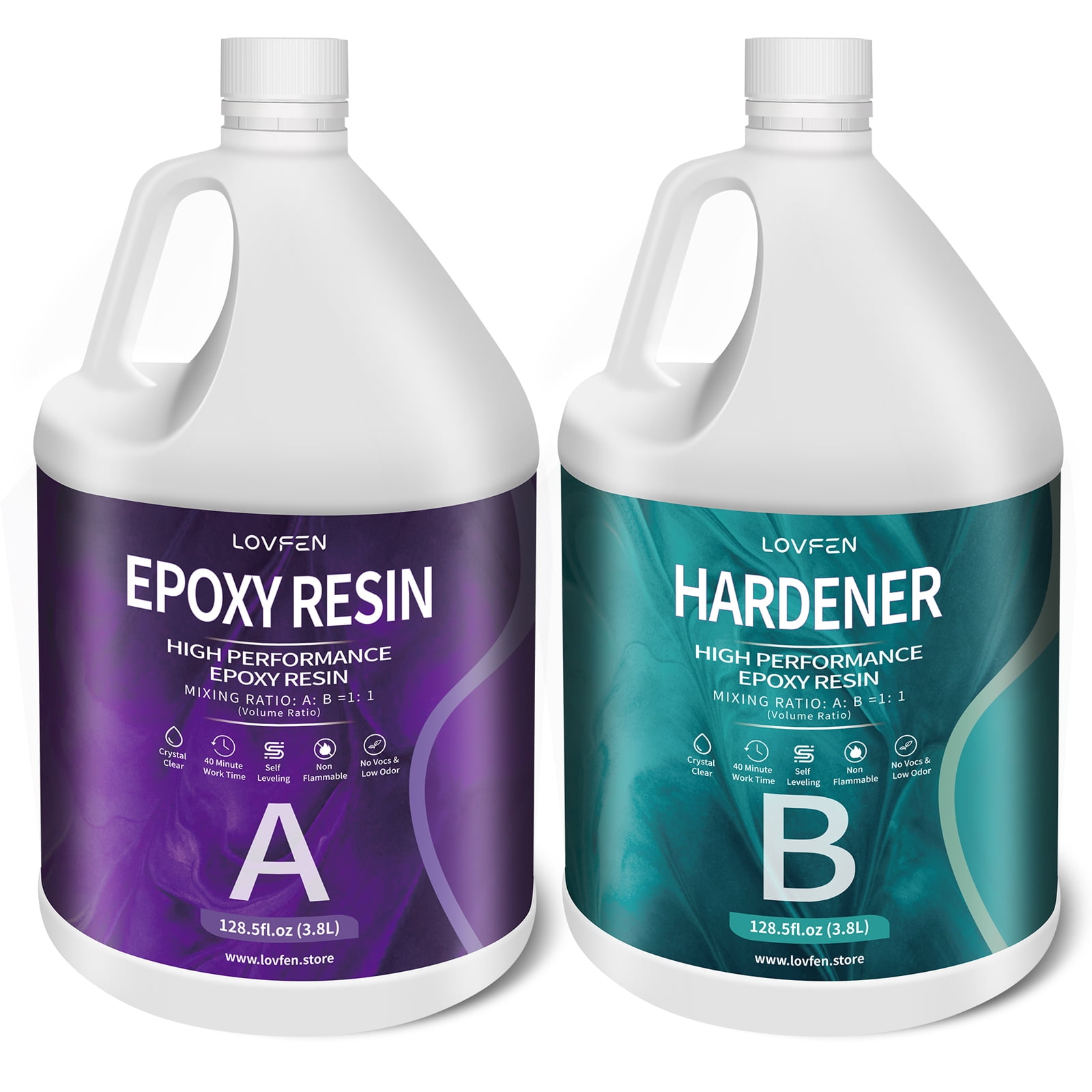 LOVFEN 2 Gallon Epoxy Resin Kit 1:1 Crystal Clear Epoxy Resin for Table ...