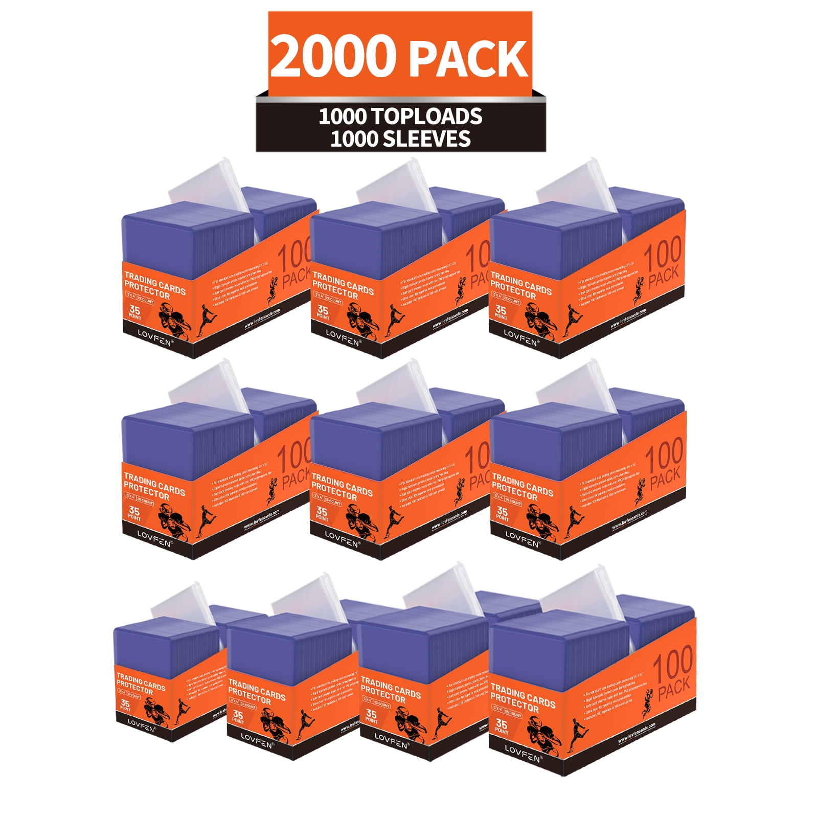 LOVFEN 2000ct Top Loader 3 "X4", Baseball card protector Hard plastic ...