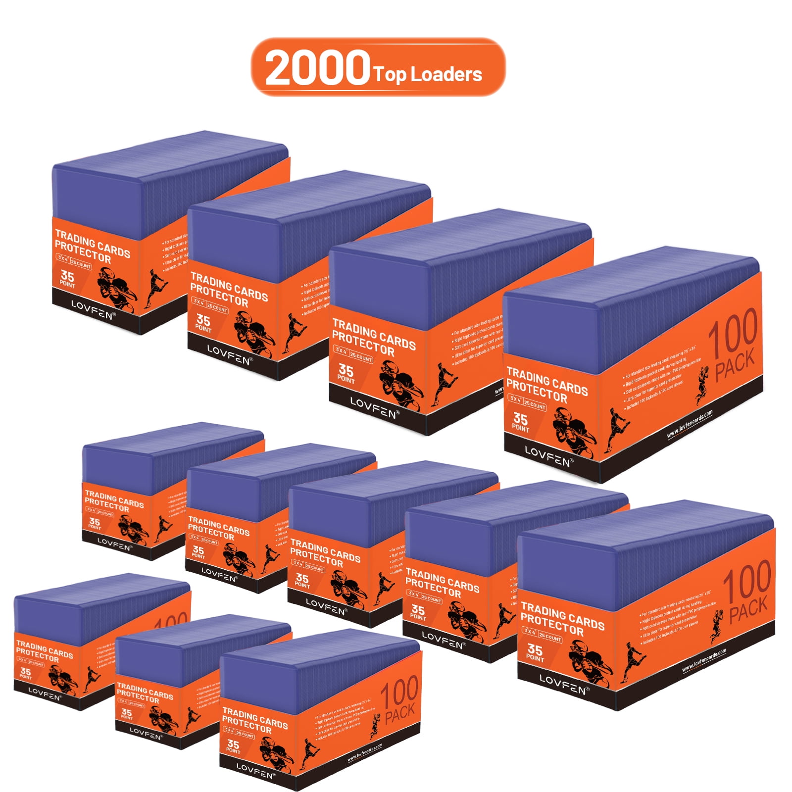 LOVFEN 2000ct top loader transparent regular , 3" X 4" standard cards ...