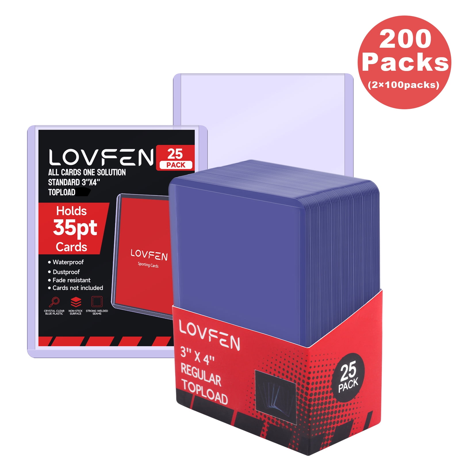 LOVFEN 3" X 4" transparent regular top loader 200ct, standard cards for ...