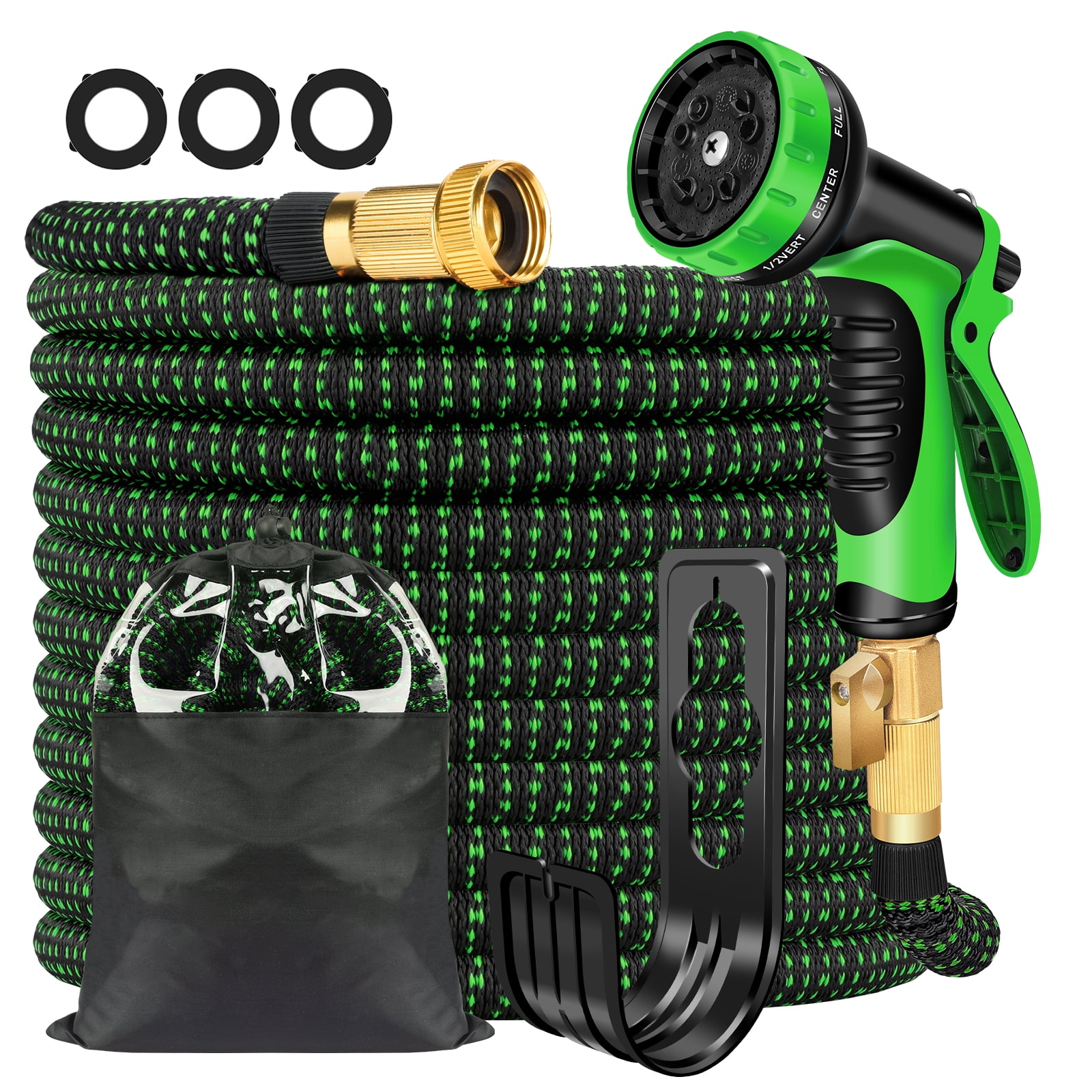 LOVFEN 75FT Heavy-Duty Expandable Garden Hose with 10-Function High ...
