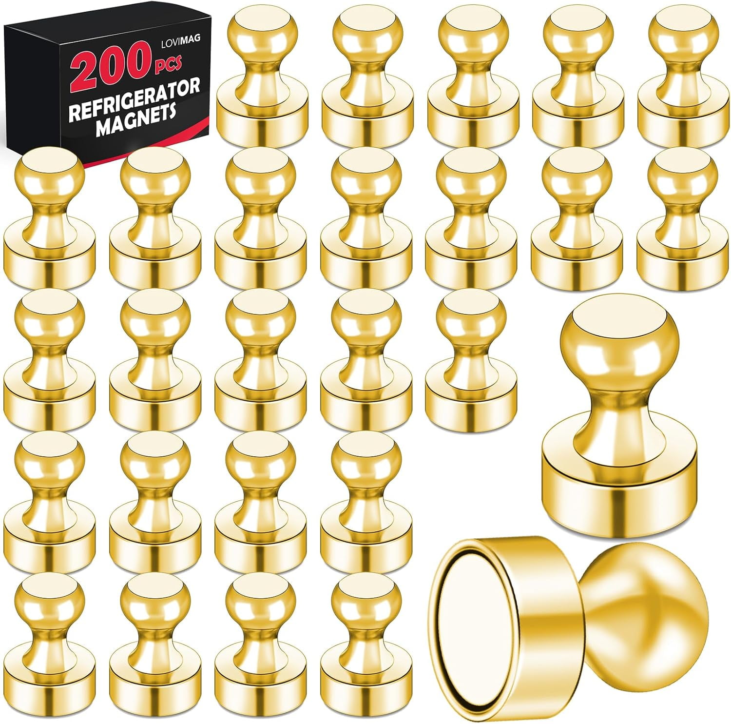 LOVIMAG 200Pcs Gold Fridge Magnets, Small and Strong Magnets for ...