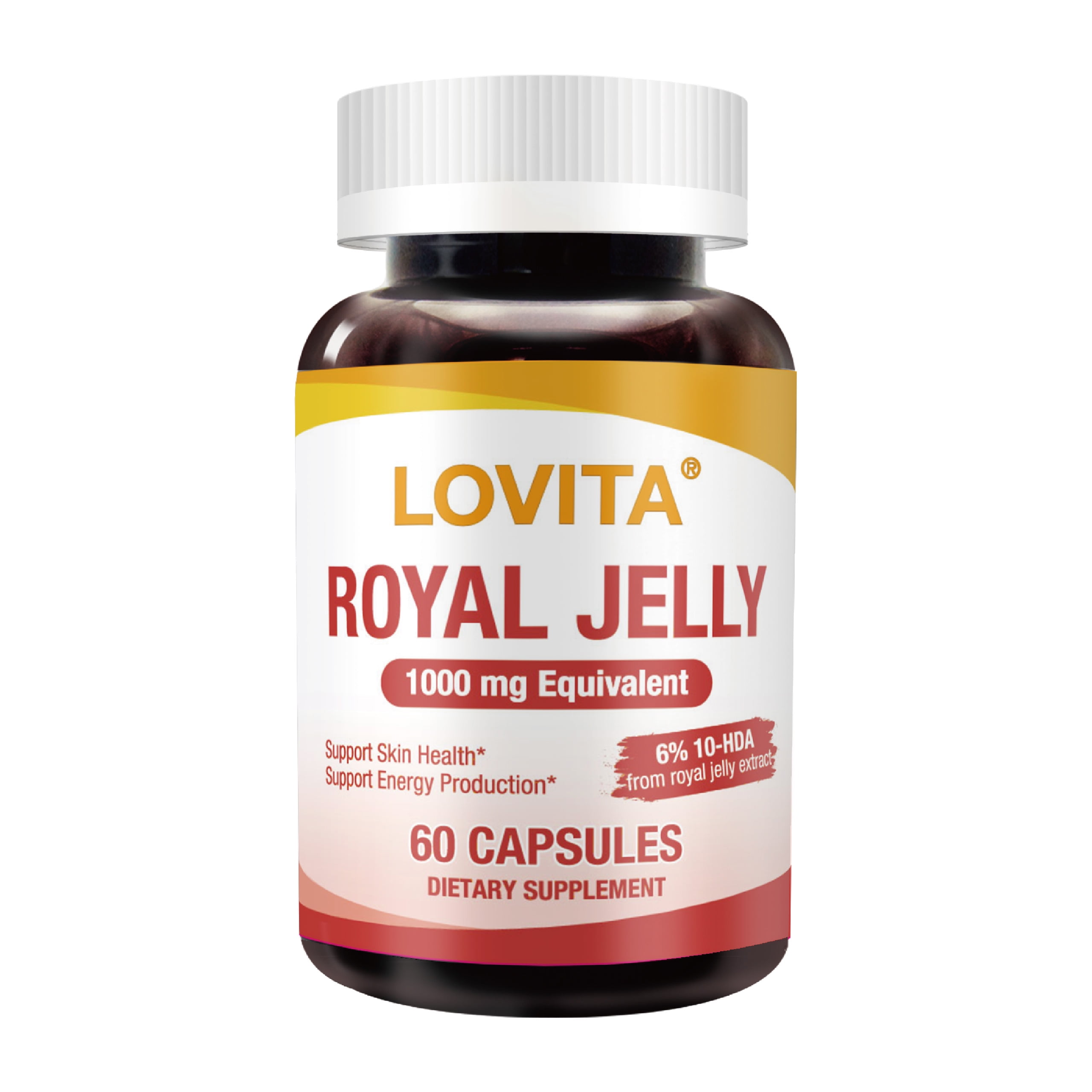 LOVITA Royal Jelly 1000 mg with 20mg 10-HDA, Natural Source Super Food ...