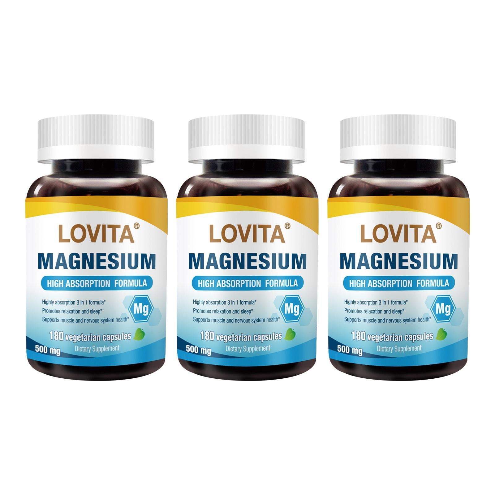LOVITA Triple Magnesium Complex 500mg, Magnesium Glycinate, Citrate ...