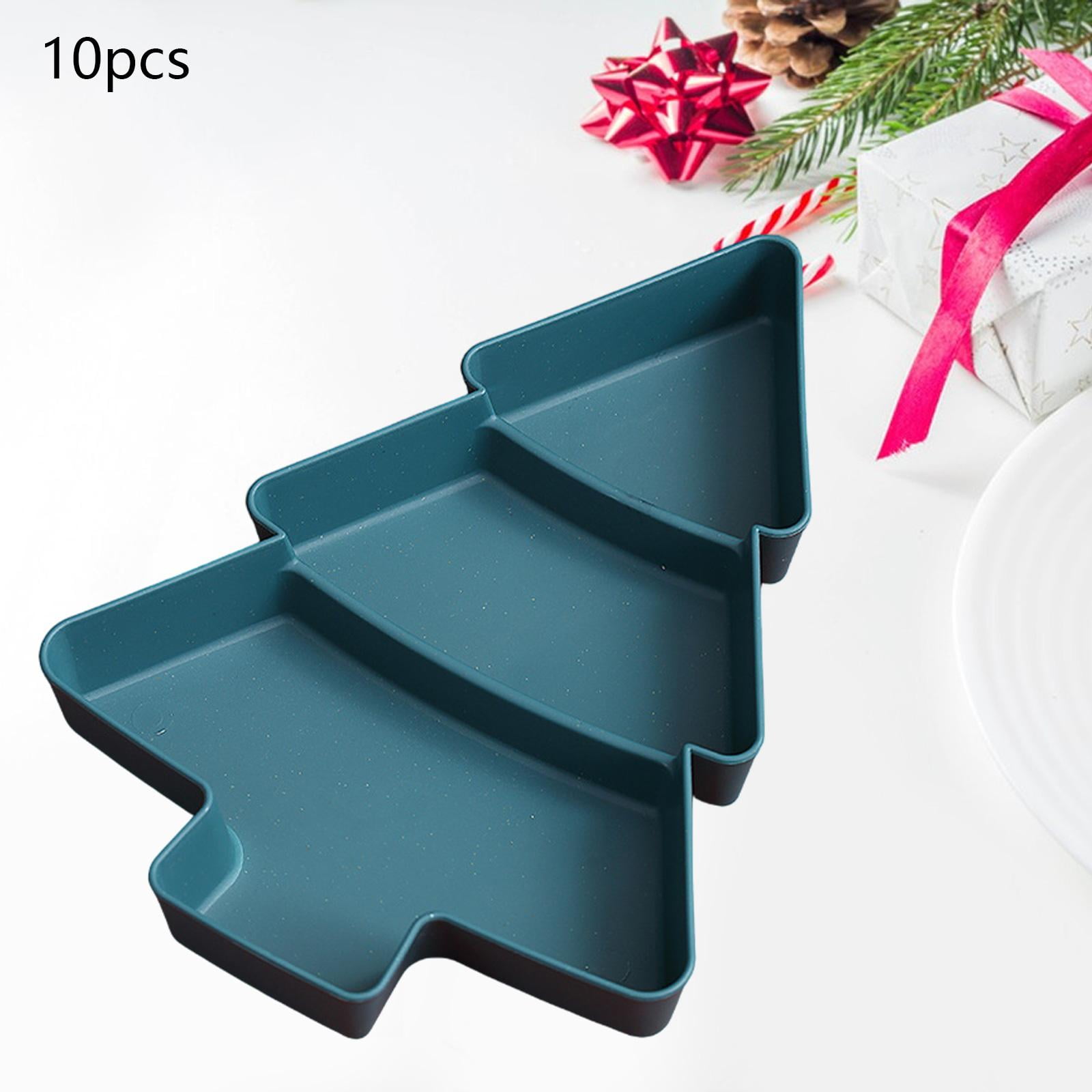 LOVIVER 10 Pieces Christmas Tree Platter Snack Serving Tray ...