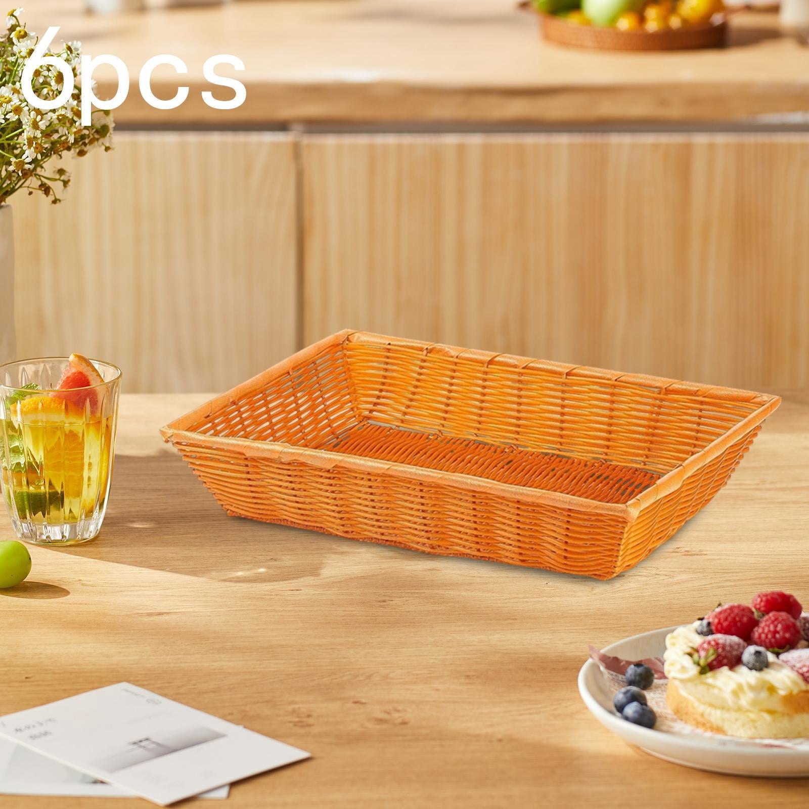 LOVIVER 6Pcs Bread Baskets Imitation Rattan Woven Baskets Food Serving ...