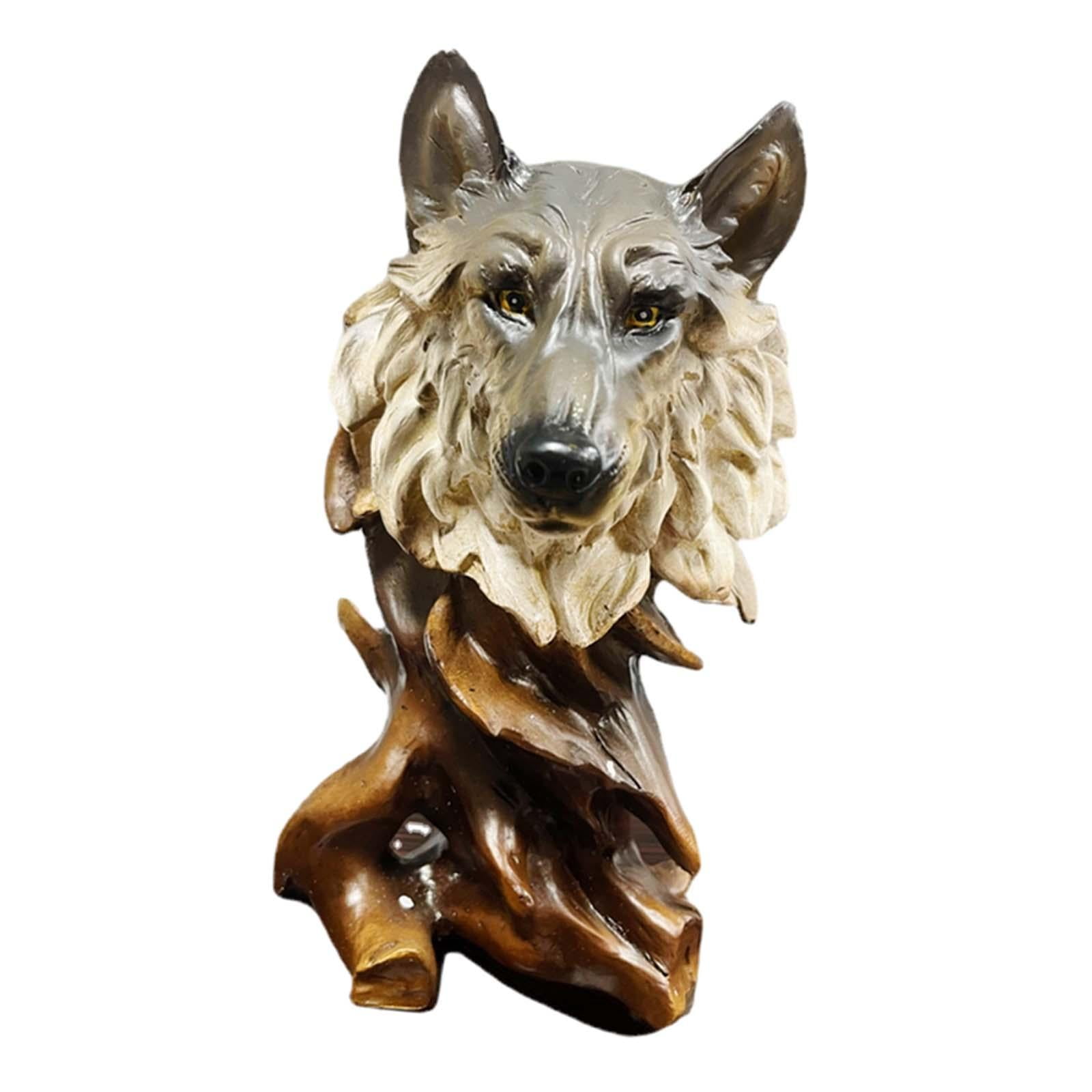 LOVIVER Animal Head Decor Wolf Head Sculpture Desktop Decoration Crafts ...