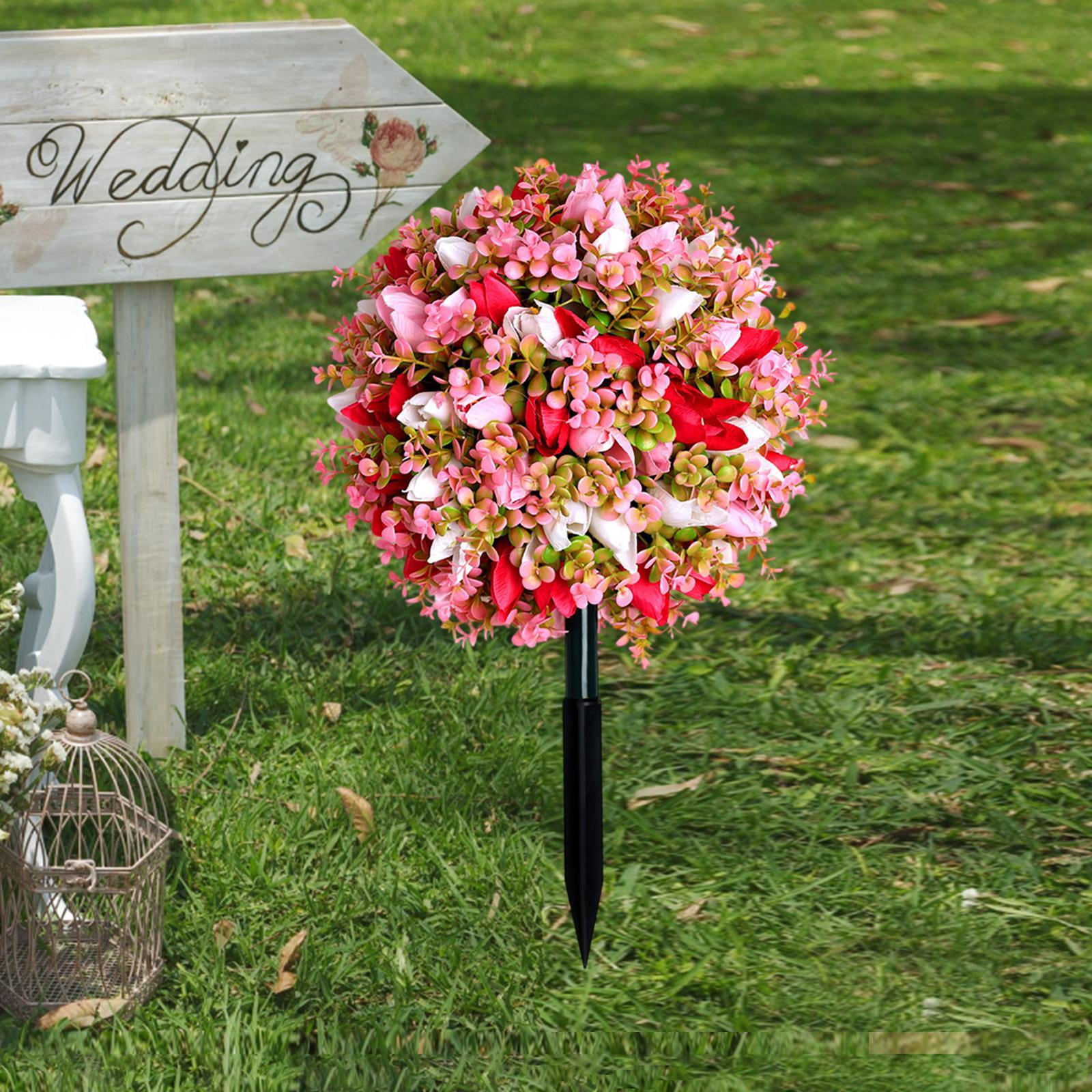 LOVIVER Artificial Flowers Ball Bush Backyard Decorations Garden Faux ...