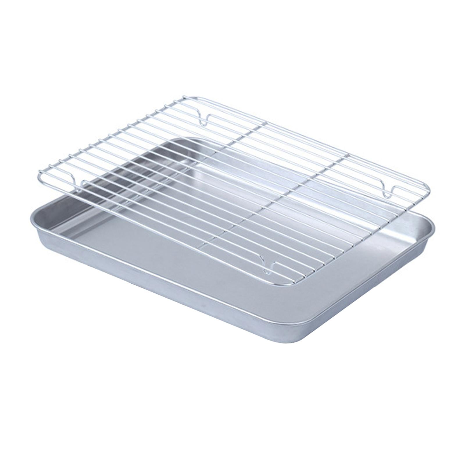 LOVIVER Baking Pan Cookie Pan with Wire Rack Heavy Duty Bakeware Bread ...