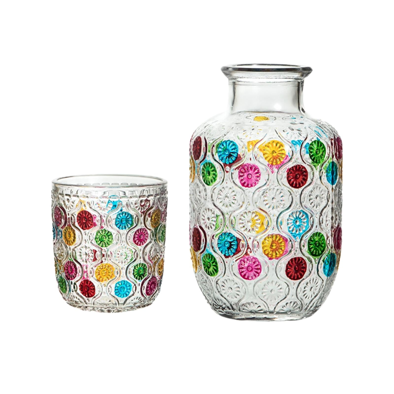 LOVIVER Bedside Water Carafe and Glass Set NightStand Glass Pitcher ...