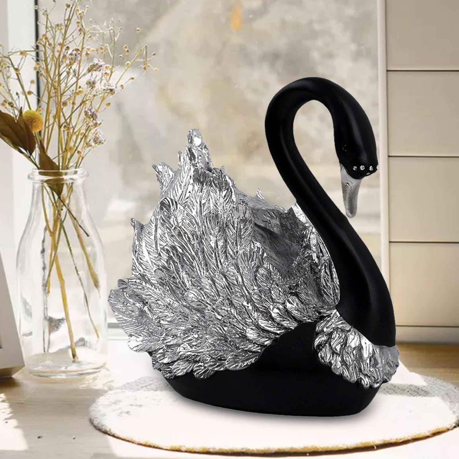 LOVIVER Black Swan Statue Animal Sculpture Resin Craft Elegant Artwork ...