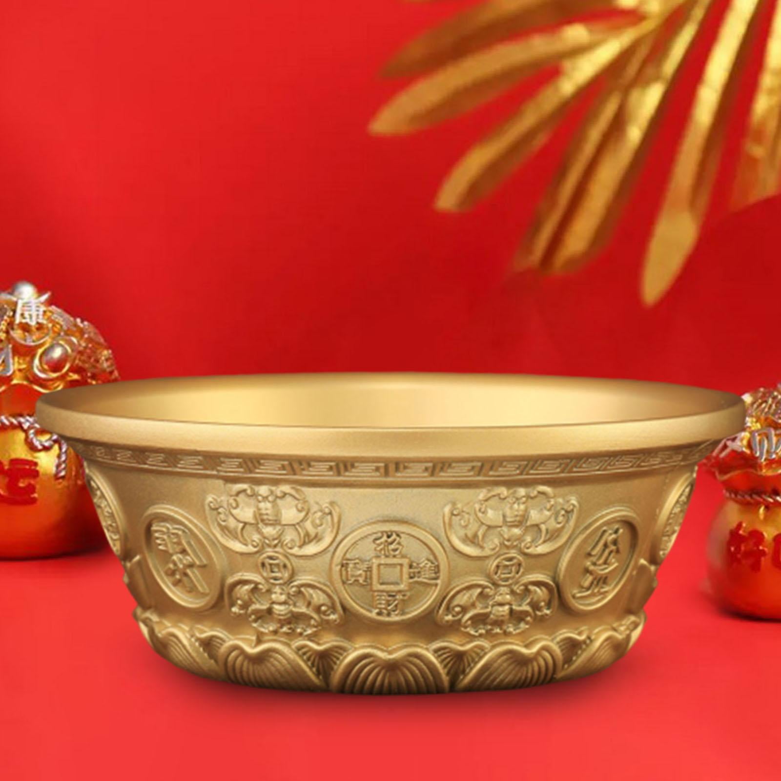 LOVIVER Brass Fortune Bowl Chinese Cornucopia Bowl Ornament Golden ...