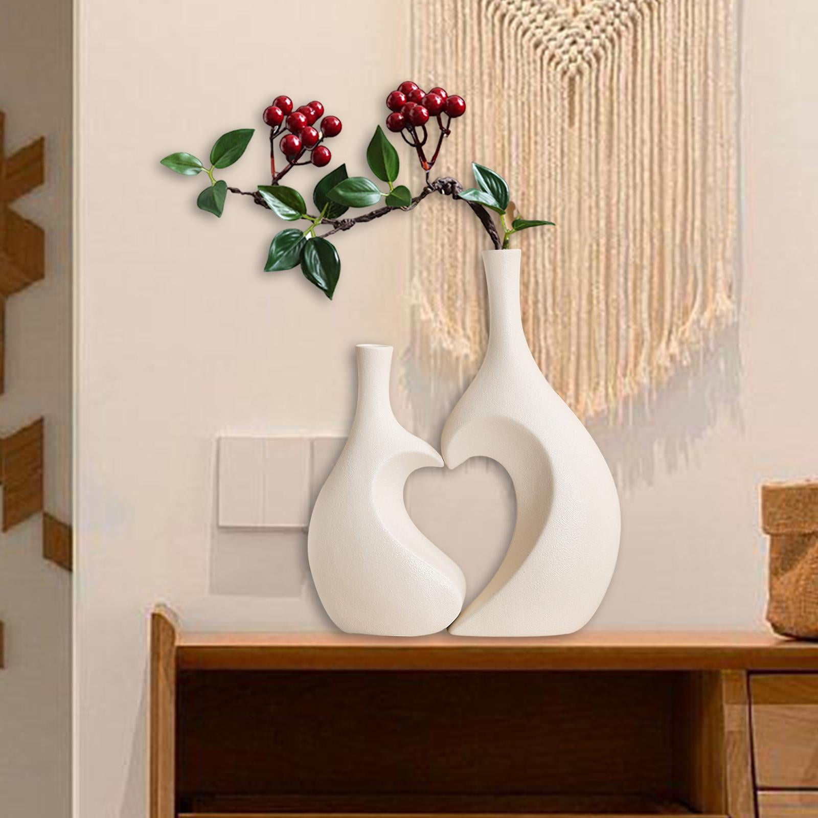 LOVIVER Ceramic Flower Vase Heart Shaped Abstract Vase Modern Bud Vase ...
