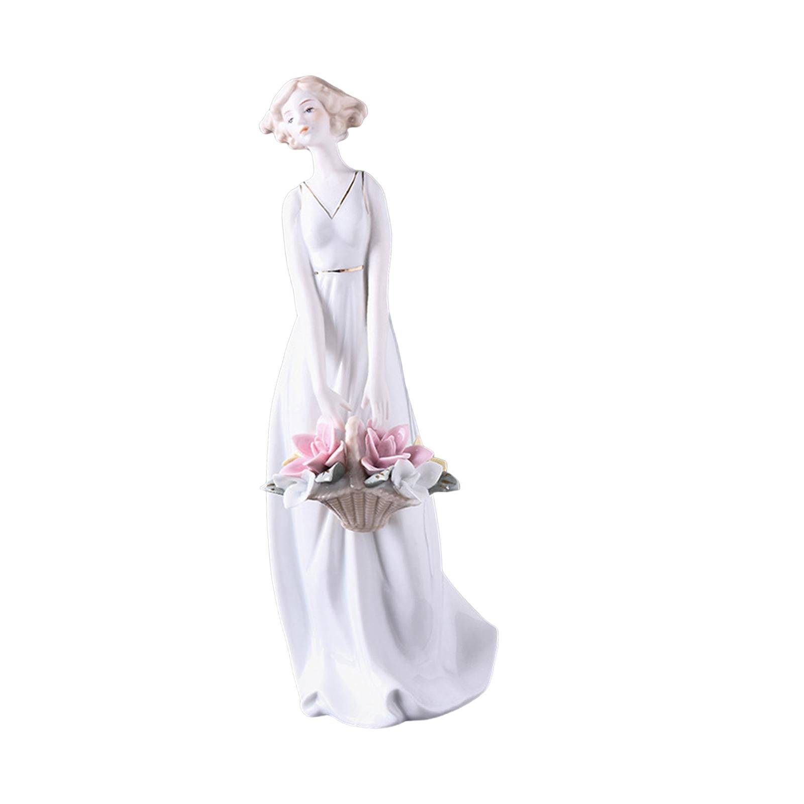 LOVIVER Ceramic Girl Figurine Porcelain Lady Statue Crafts Collection ...
