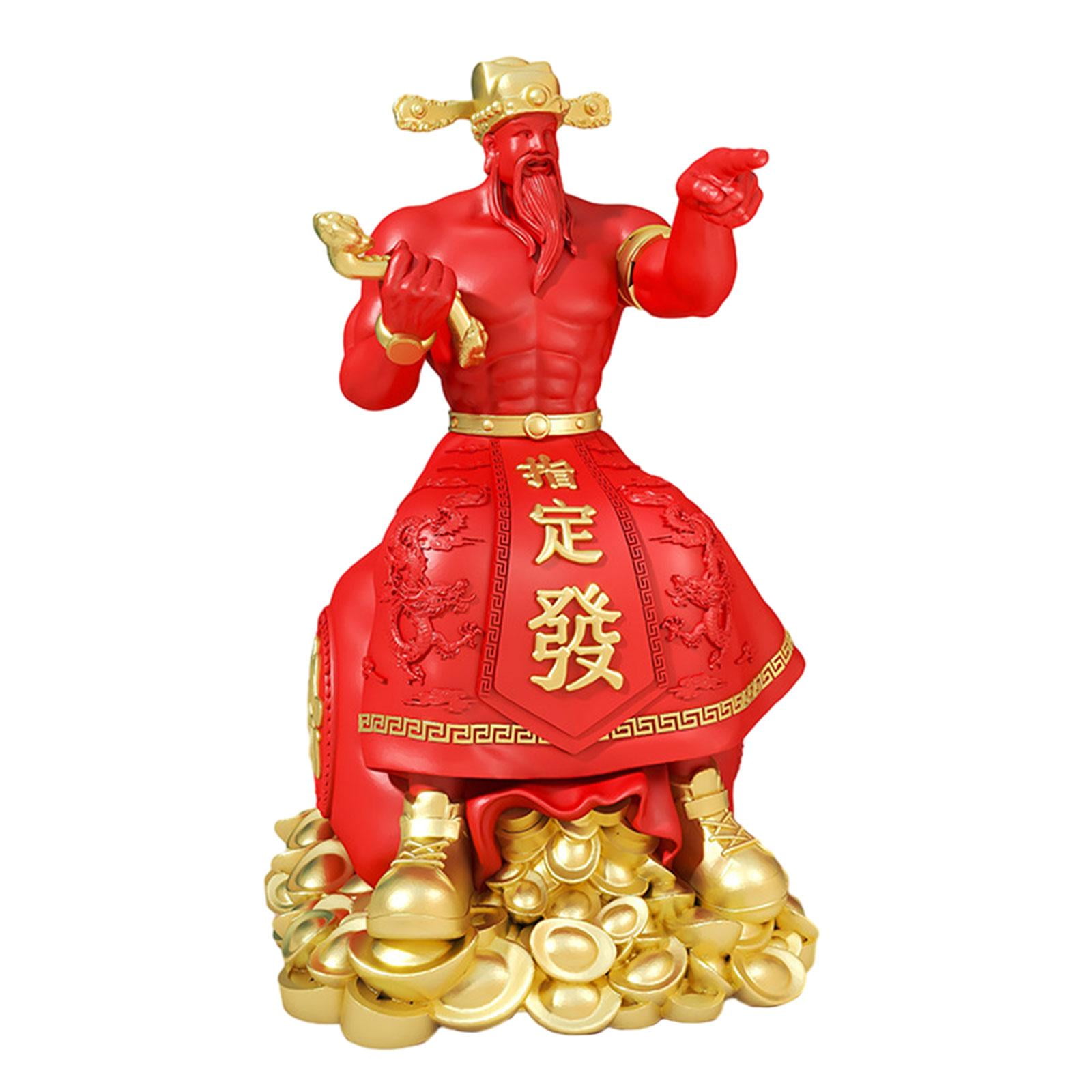 LOVIVER Chinese Cai Shen Statue Fortune God Statue Chinese Sculpture ...