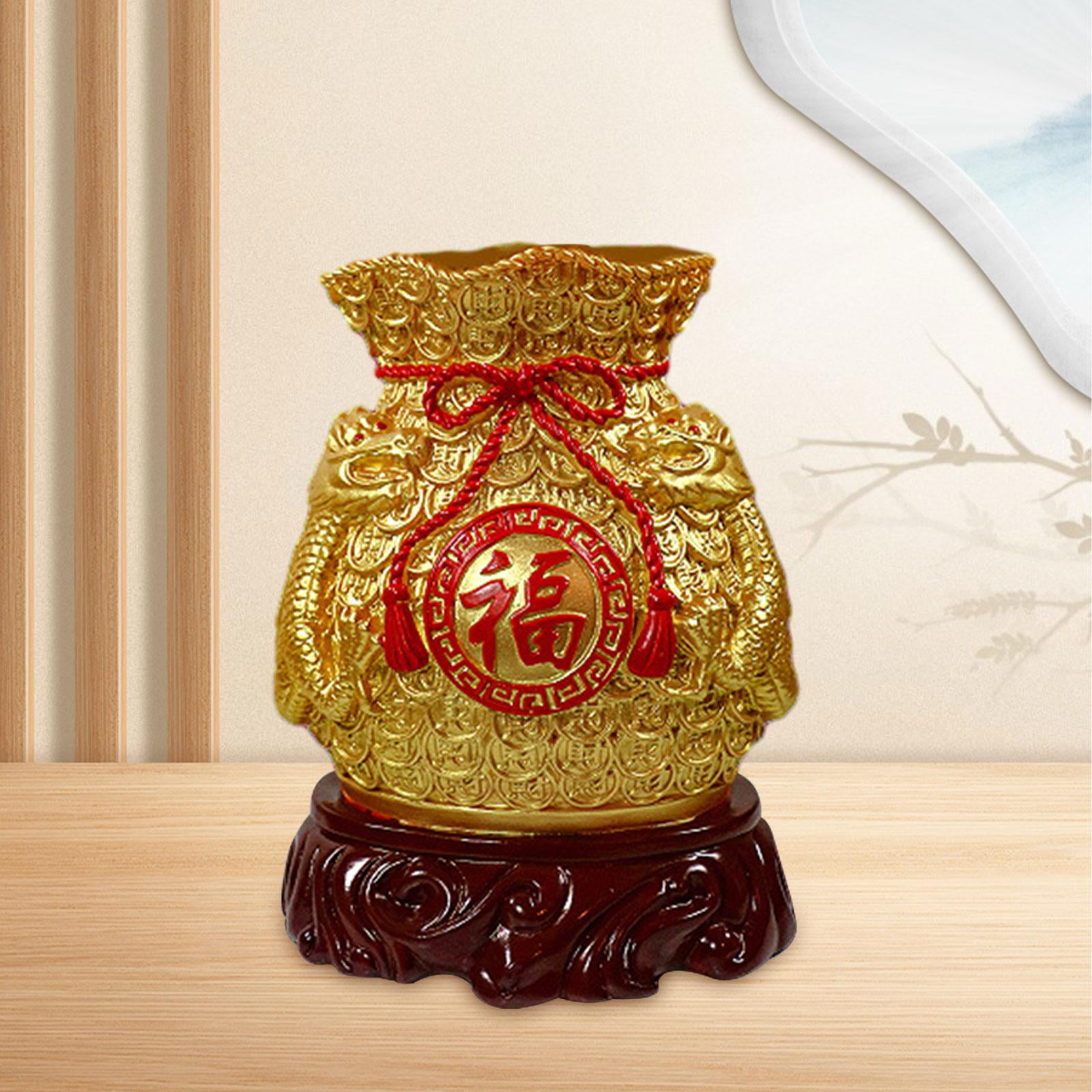 LOVIVER Chinese New Year Feng Shui Blessing Bag Vase Decor Planter Pot ...
