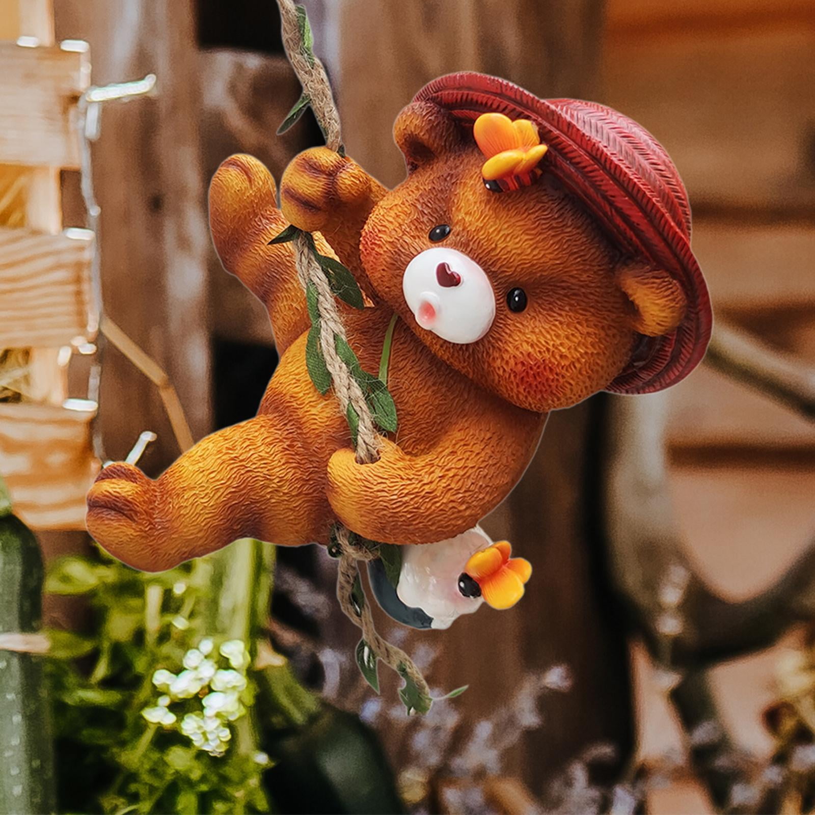 LOVIVER Climbing Bear Sculpture Resin Statue Cute Easy to Use Decoration Bear Figurine Garden ...