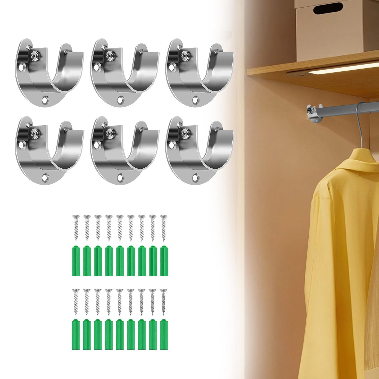 LOVIVER Closet Rod End Supports Shower Rod Brackets Closet Pole Sockets ...