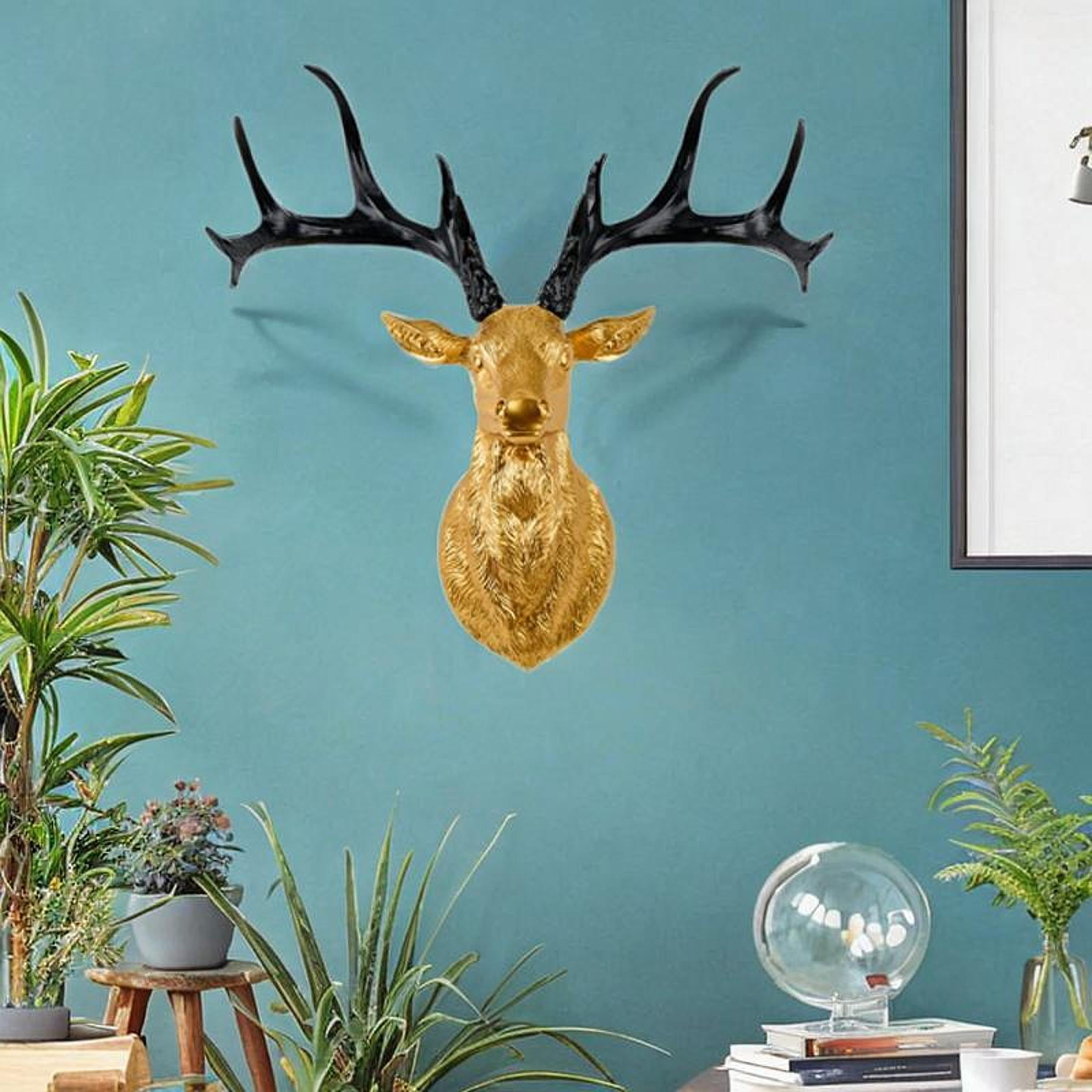 LOVIVER Deer Head Wall Sculpture Resin Deer Head Sculpture ,Collectible ...