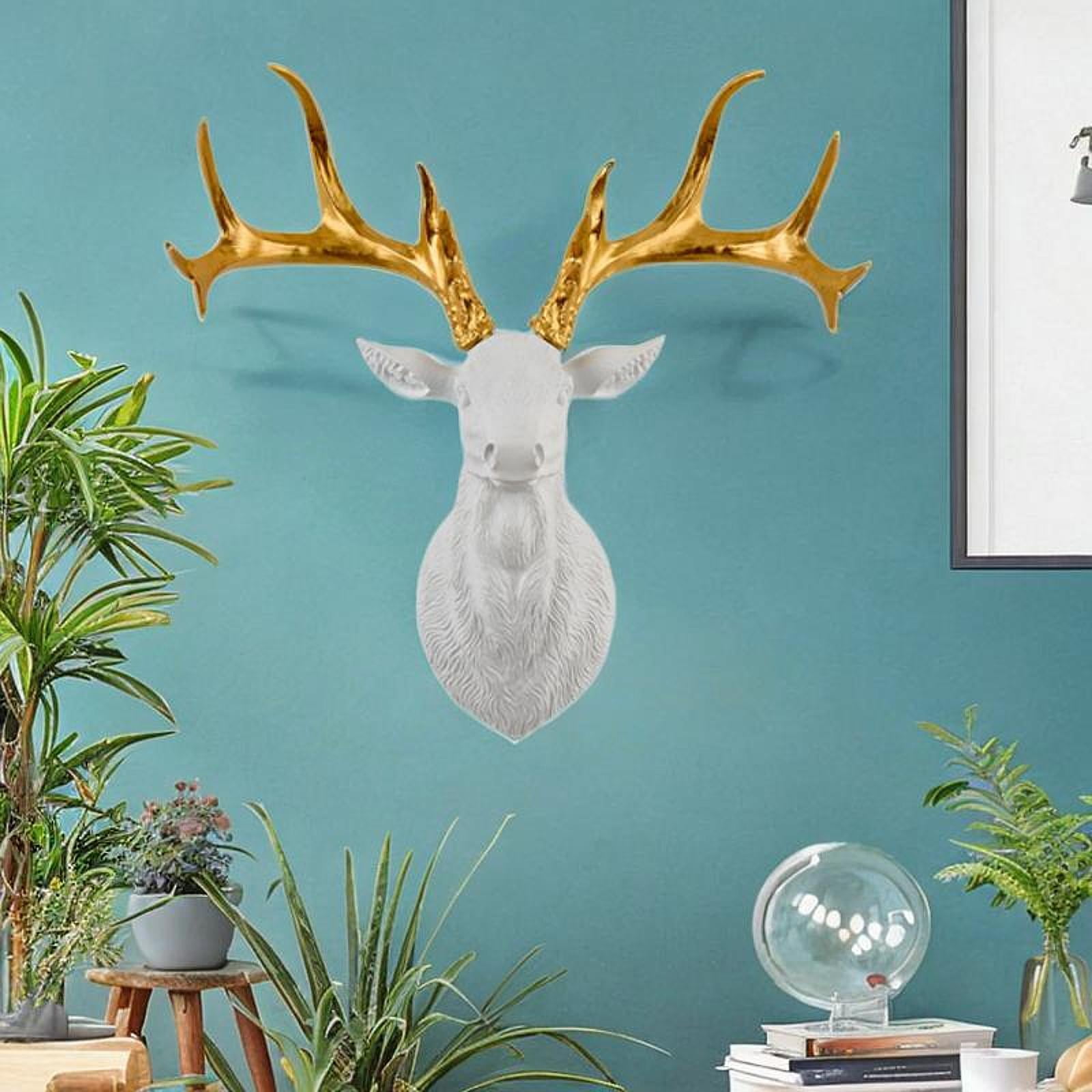 LOVIVER Deer Head Wall Sculpture Resin Deer Head Sculpture ,Collectible ...