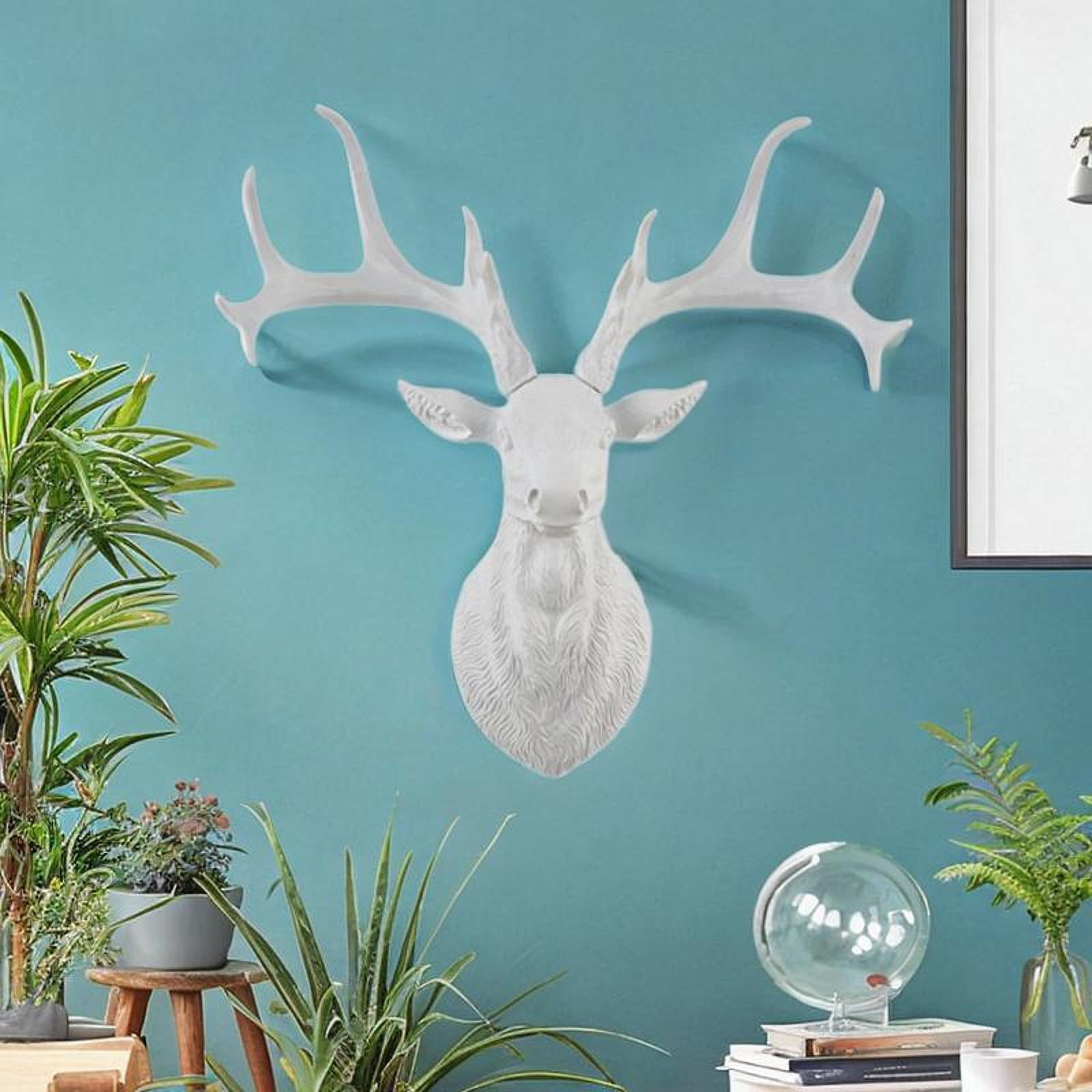 LOVIVER Deer Head Wall Sculpture Resin Deer Head Sculpture ,Collectible ...