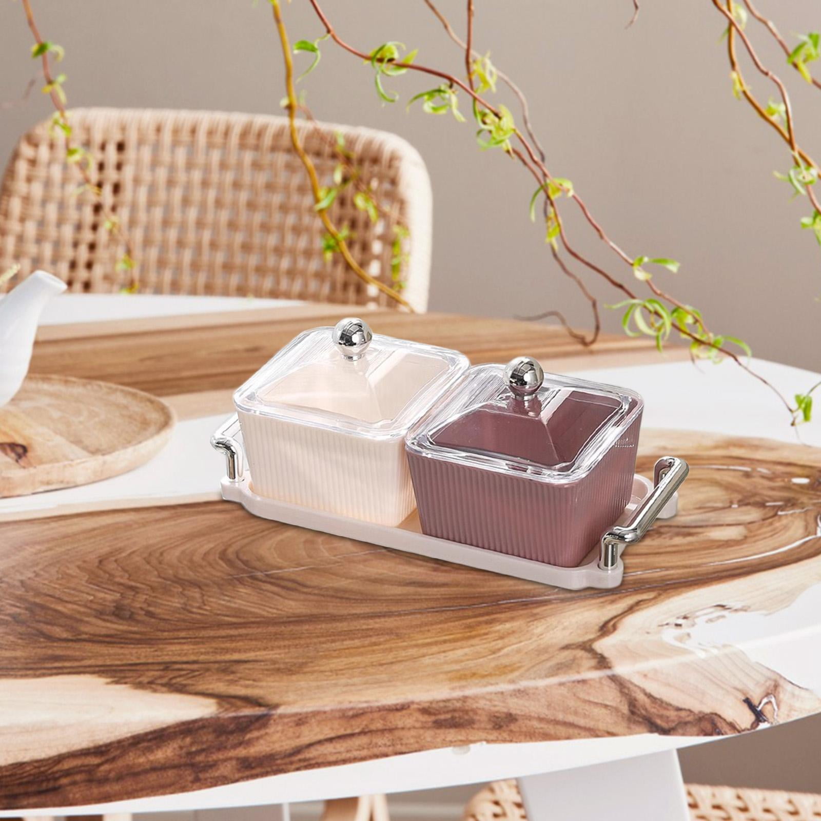 LOVIVER Divided Serving Dish Kitchen Condiment Organizer with Lid and ...
