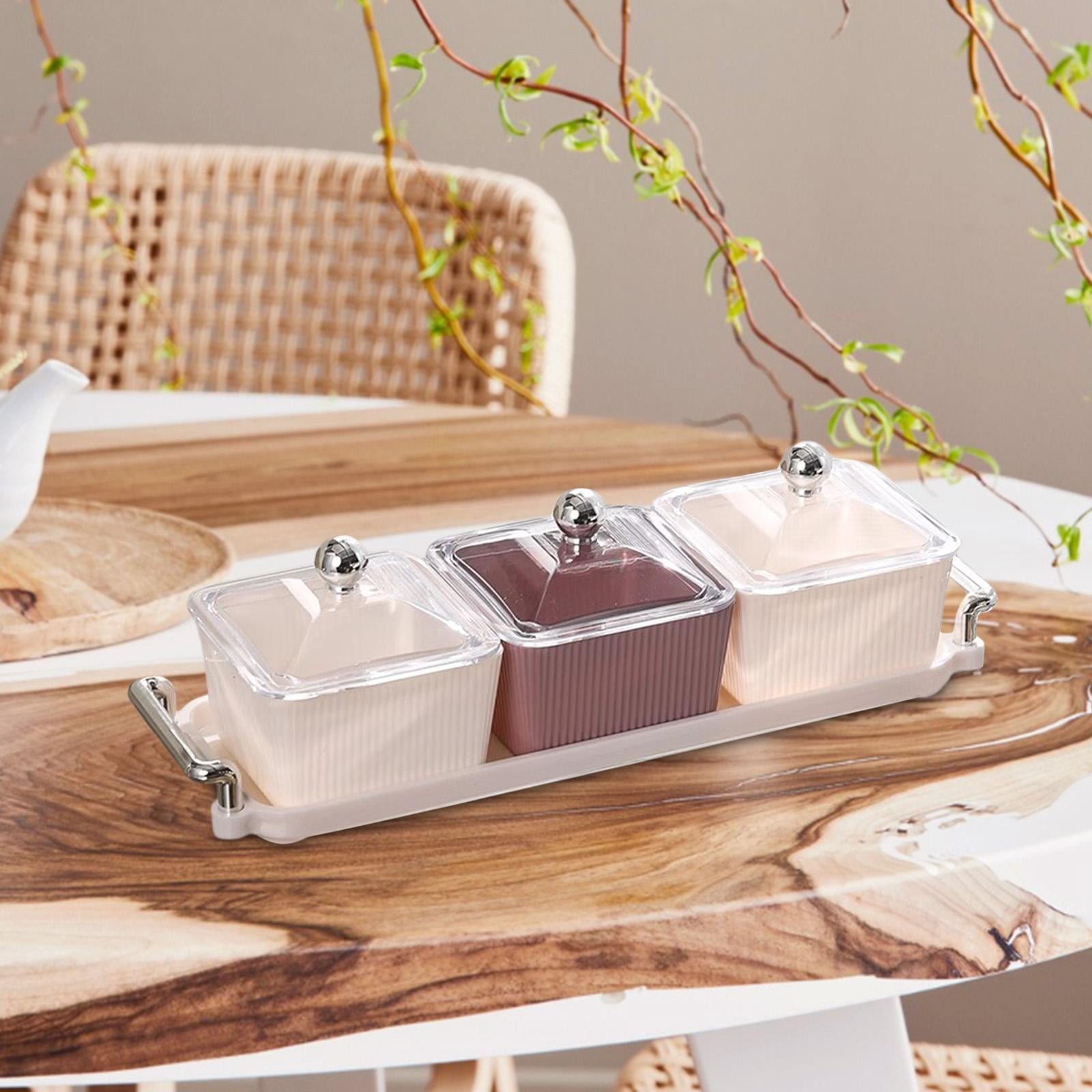 LOVIVER Divided Serving Dish Kitchen Condiment Organizer with Lid and ...