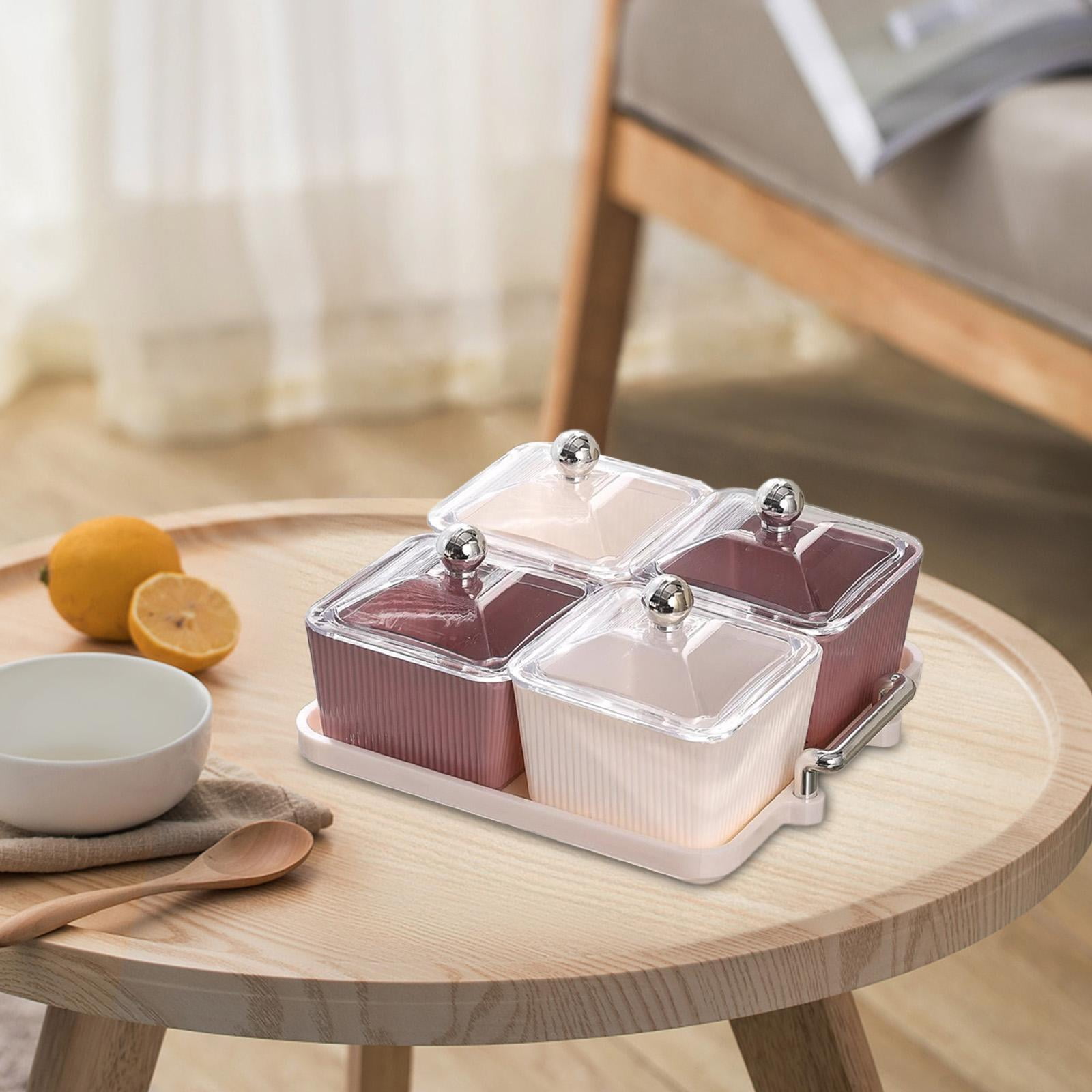 LOVIVER Divided Serving Dish Kitchen Condiment Organizer with Lid and ...