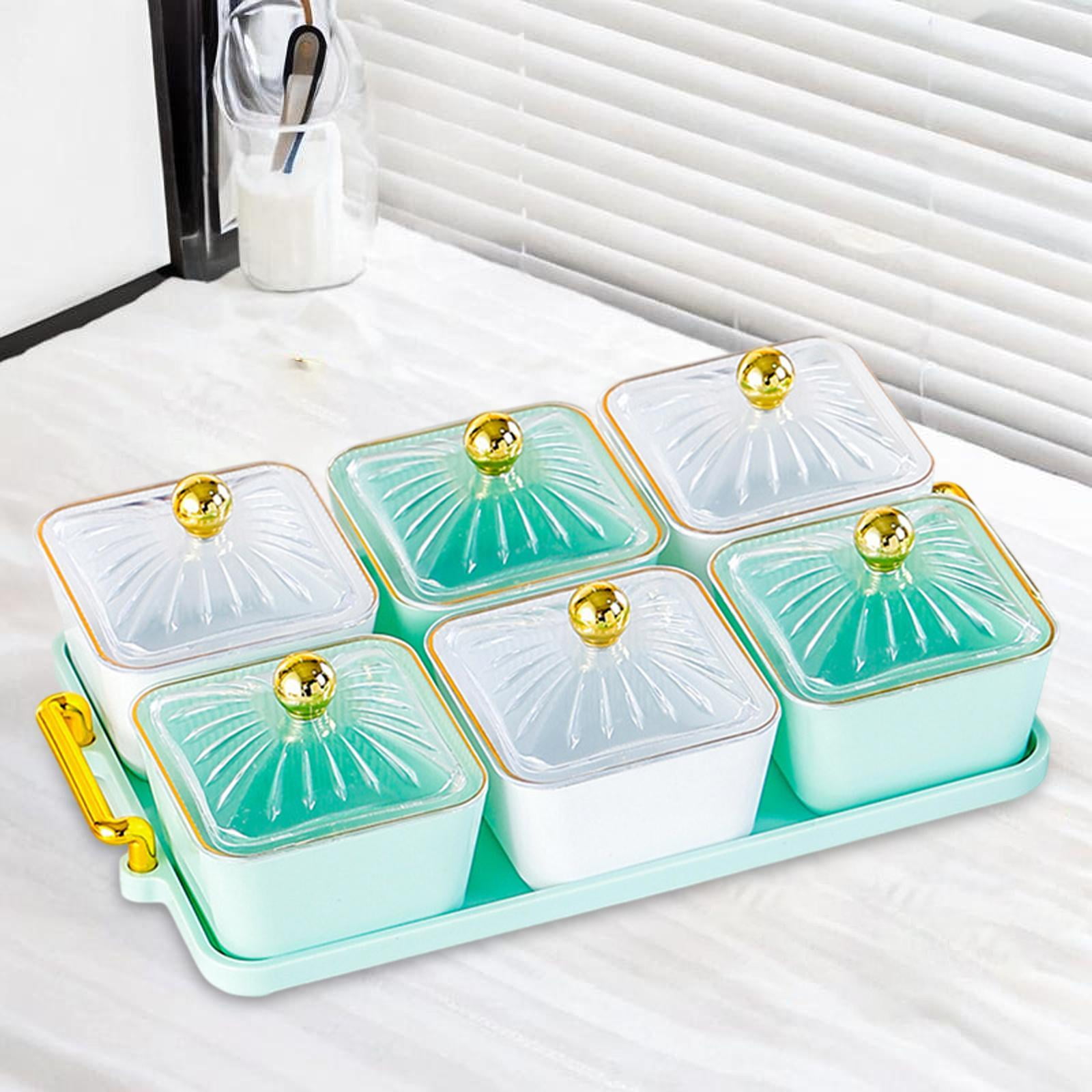 LOVIVER Divided Serving Platter with Cover and Handle Appetizer Plate ...