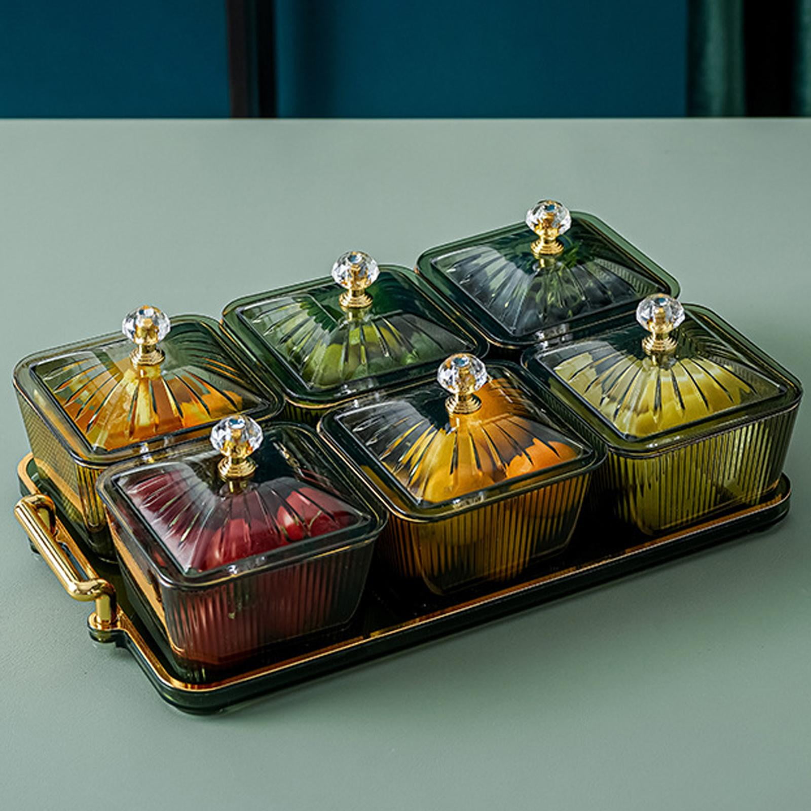 LOVIVER Dried Fruit Plate Candy Nuts Dish with Lid Luxury Food Storage ...