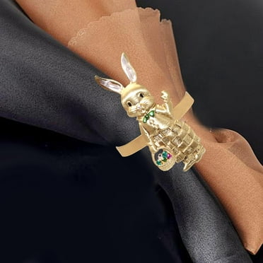 Naler Easter Napkin Rings Set of 6, Gold Bunny Napkin Holder Rings for ...