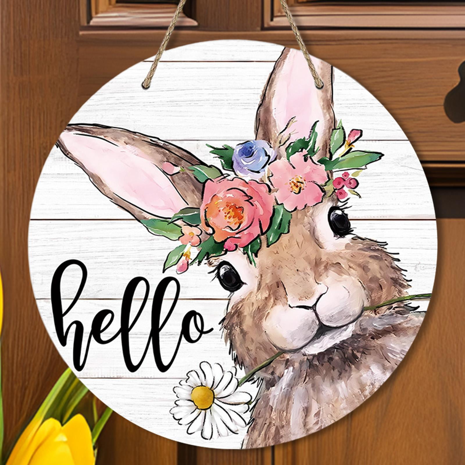 LOVIVER Easter Wooden Hanging Sign Easter Wood Welcome Sign Easter ...