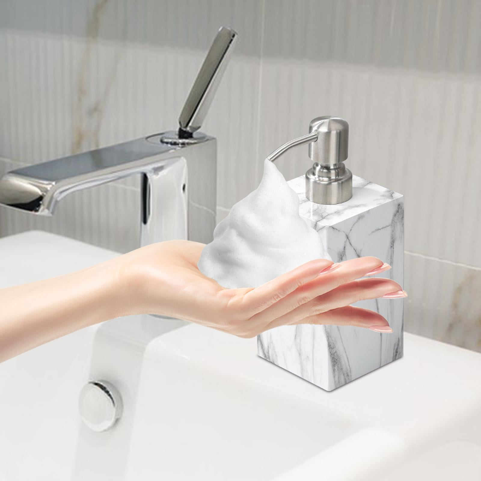 LOVIVER Empty Body Wash Dispenser Marble Texture Manual Soap Dispenser ...