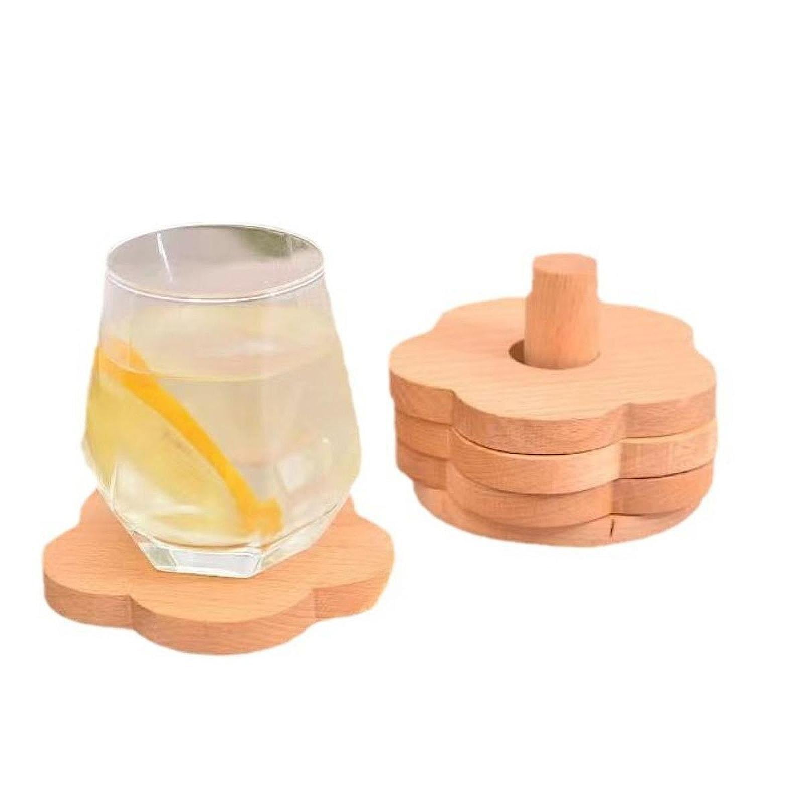 LOVIVER Flower Shape Wooden Coasters Cup Coasters,Tea Mug Pad ...